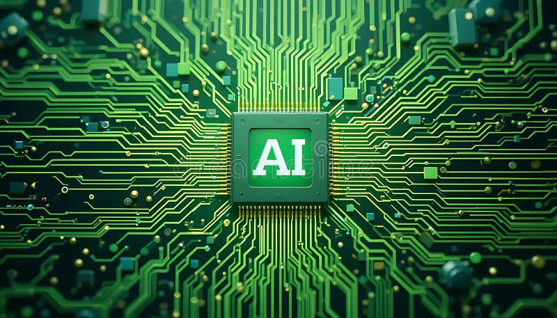 Futuristic AI Chip with Glowing Circuit Board, Artificial Intelligence ...