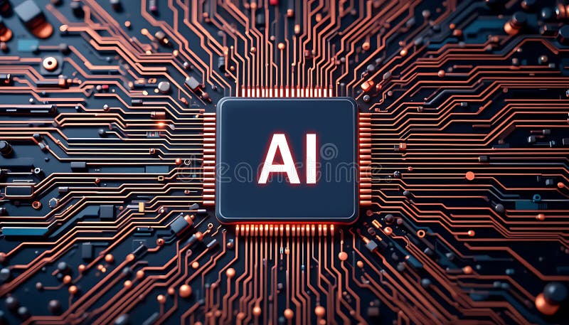 Futuristic AI Chip with Glowing Circuit Board, Artificial Intelligence ...