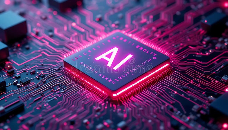 Futuristic AI Chip with Glowing Circuit Board, Artificial Intelligence ...
