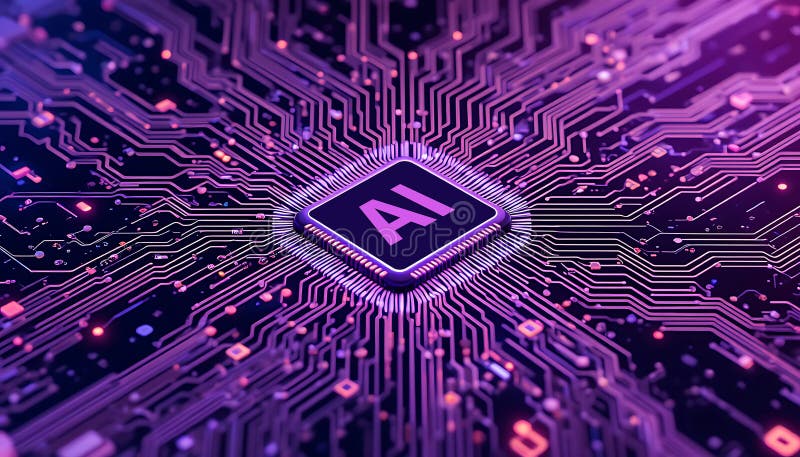 Futuristic AI Chip with Glowing Circuit Board, Artificial Intelligence ...