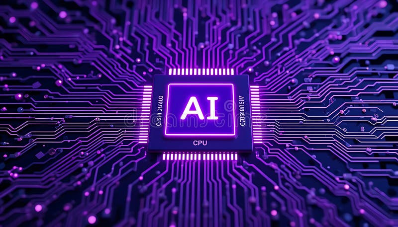 Futuristic AI Chip with Glowing Circuit Board, Artificial Intelligence ...