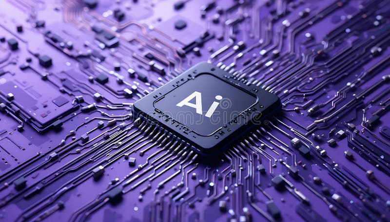 Futuristic AI Chip with Glowing Circuit Board, Artificial Intelligence ...