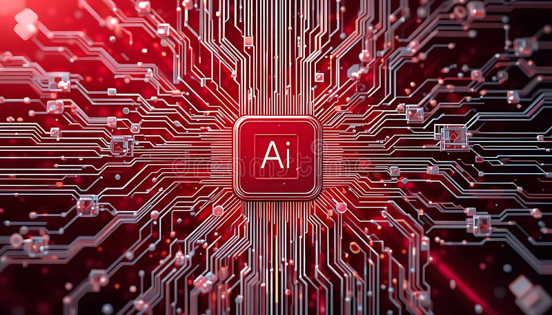 Futuristic AI Chip with Glowing Circuit Board, Artificial Intelligence, Machine Learning ...