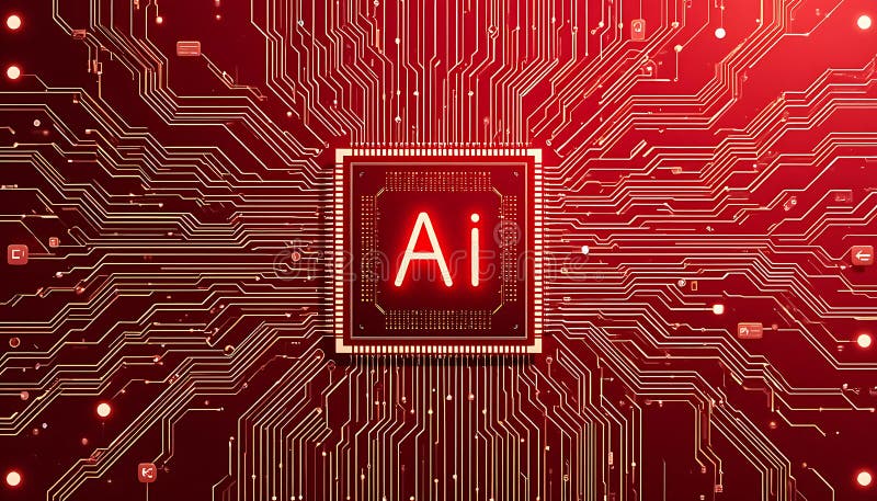 Futuristic AI Chip with Glowing Circuit Board, Artificial Intelligence ...