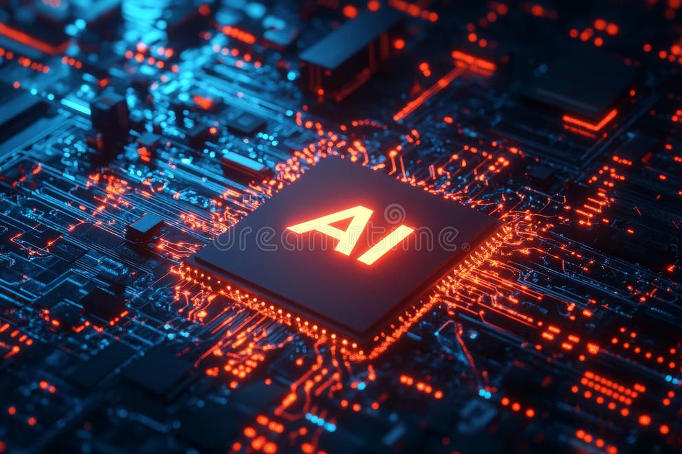 Futuristic Ai Chip on a Glowing Circuit Board Showing Advanced ...