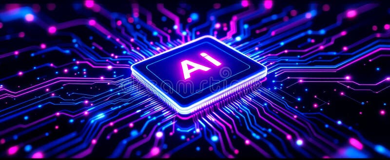 Futuristic AI Chip with Glowing Circuitry Representing Advanced ...