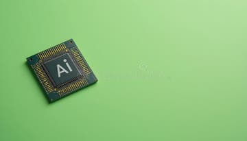 Futuristic AI Chip on Green Background. Cpu. Artificial Intelligence Chip, AI Technology, AI ...