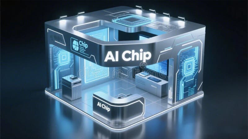 Futuristic AI Chip Technology Booth Stock Image - Image of electronics ...