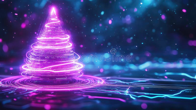 Futuristic Ai Christmas Tree with Digital Patterns for Modern Holiday ...