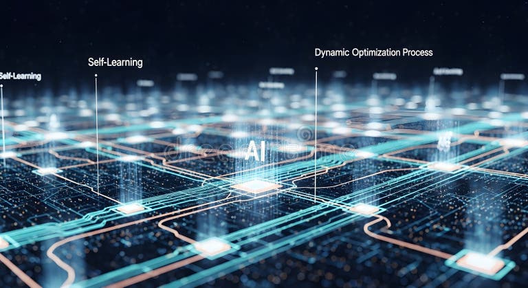 Futuristic AI Circuit Board with Dynamic Optimization and Self-Learning ...
