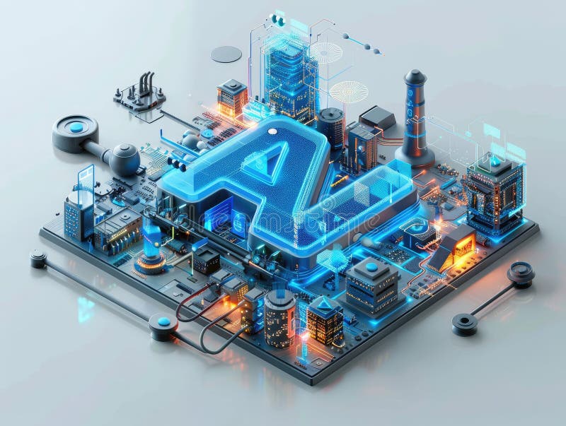 Futuristic AI Circuit Board with Glowing Elements Stock Illustration ... Futuristic AI Circuit Board with Glowing Elements Stock Illustration ...