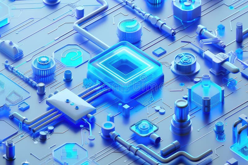 Futuristic AI Circuit Board with Glowing Elements Stock Illustration ... Futuristic AI Circuit Board with Glowing Elements Stock Illustration ...
