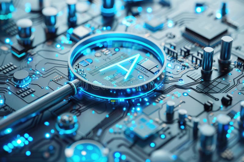Futuristic AI Circuit Board with Glowing Elements Stock Illustration ... Futuristic AI Circuit Board with Glowing Elements Stock Illustration ...