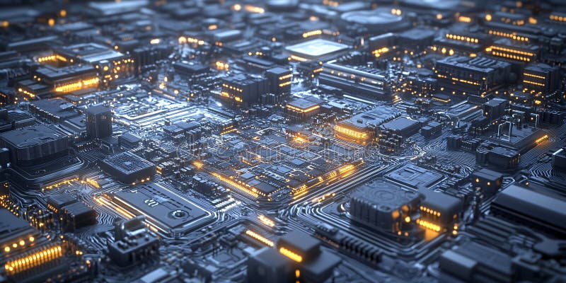 Futuristic AI Circuit Board Render Stock Illustration - Illustration of ...