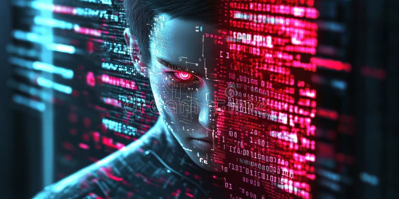 Futuristic Artificial Intelligence AI Coding Agent Rendered in a Cloud ...