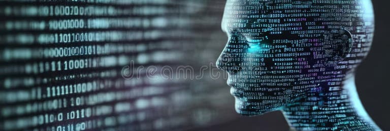 Futuristic AI Coding Agent Profile of Digitized Code Representing ...
