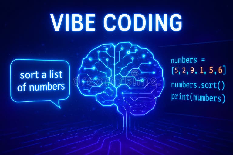 Futuristic AI Coding Interface, Holographic Panel Transforming Natural Language Tasks into ...