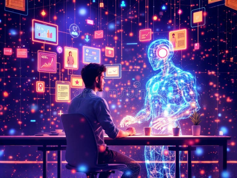 Futuristic AI Collaboration: Human and Digital Intelligence Interface ...