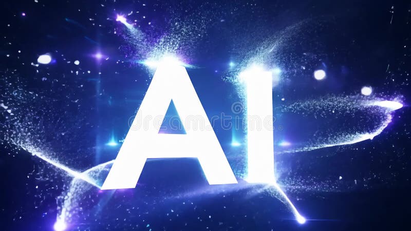 Futuristic AI Concept with Dynamic Light and Particle Effects Stock ...