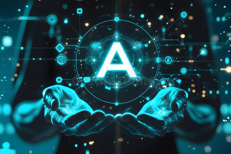 "Explore a Futuristic AI Concept with Glowing Blue Tech and Cyber ...