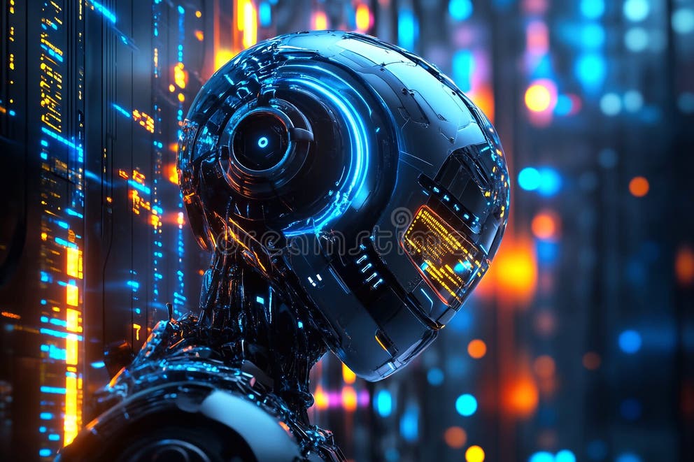 A Futuristic AI Concept Image Featuring a Robot Chatbot or Humanoid AI ...