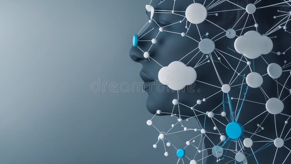 Futuristic AI Concept with Neural Network Visualization Stock ...