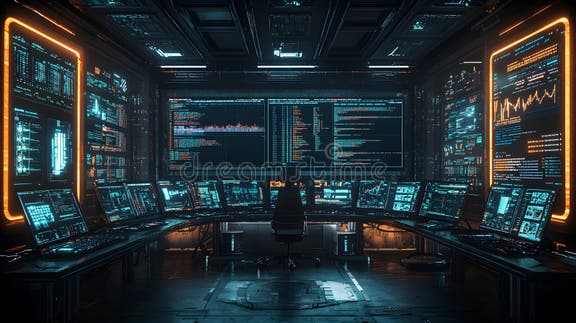 Futuristic AI Control Center Stock Image - Image of dashboard, desk ...