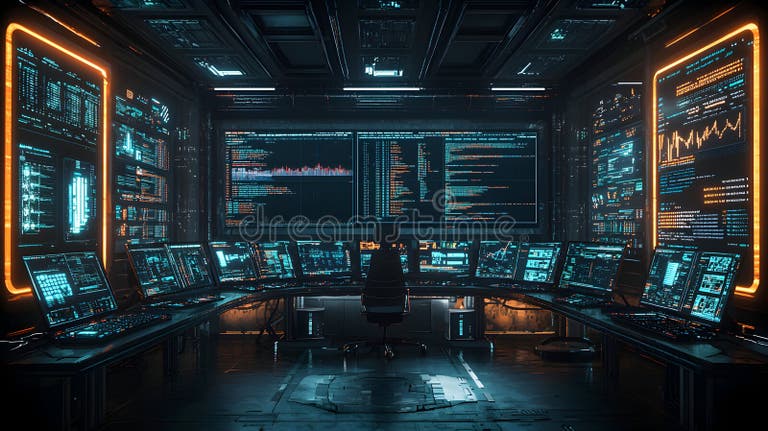Futuristic AI Control Center Stock Image - Image of dashboard, desk ...