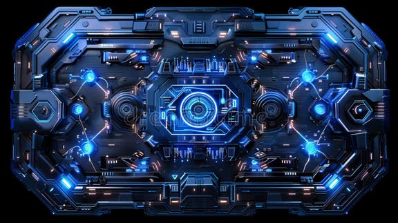 Futuristic AI Control Panel Interface, Sci-Fi Technology, Blue Light ...