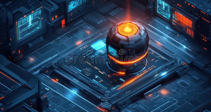 Futuristic AI Core in Advanced Technology Interface with Neon Light ...
