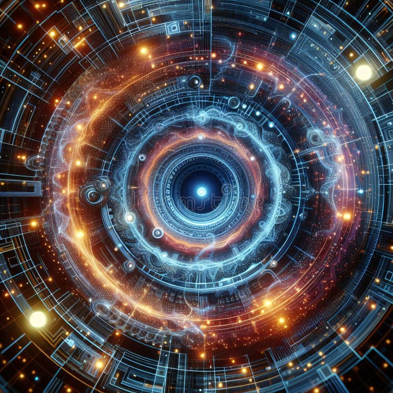 A Futuristic AI Core with Glowing Elements Stock Illustration ...