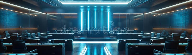 Futuristic AI Courtroom, Serving Justice Algorithmically, Judge and ...