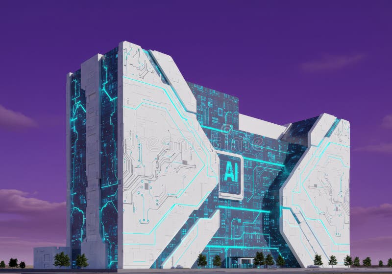Futuristic Ai Data Center Building with Digital Circuitry Design and ...