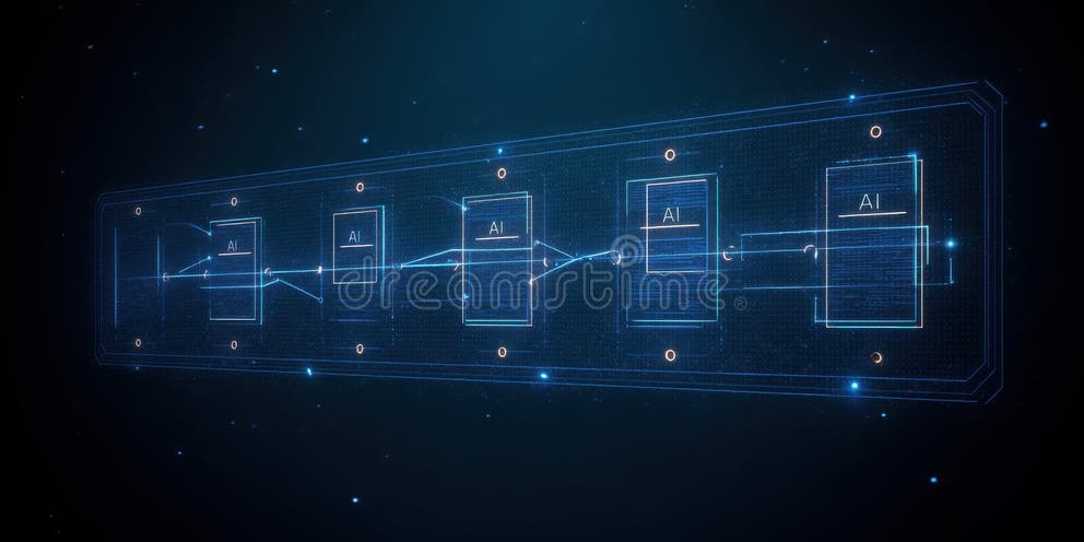 Futuristic AI Data Processing Visualization with Transparent Blocks and ...