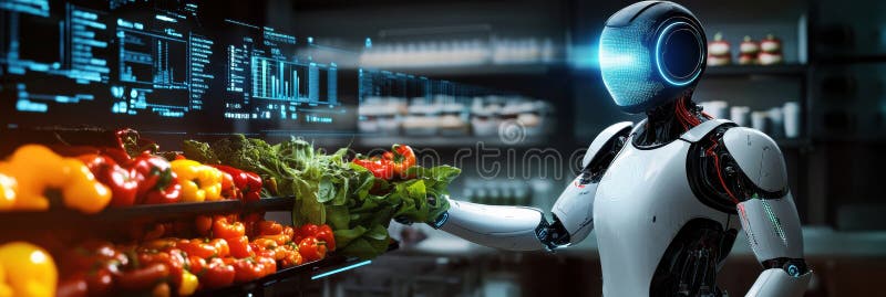 Futuristic AI Diet Assistant Robot Scans Fresh Organic Food in Ultra ...