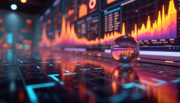 Futuristic AI Digital Management System Dashboard. Finance Data Analytic Graph Charts, Metrics ...