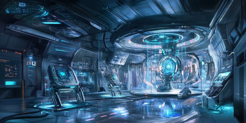 A Futuristic AI-driven Advanced Robotics Lab, Featuring Glowing ...