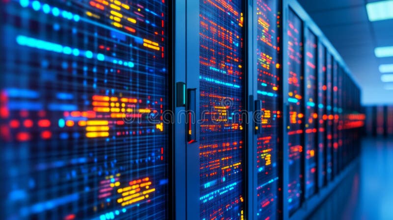 Futuristic AI-driven Data Center with Neon Lighting Showcasing Advanced ...