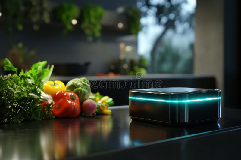 Futuristic AI-driven Diet Assistant Robot Scans Fresh Organic Food with ...