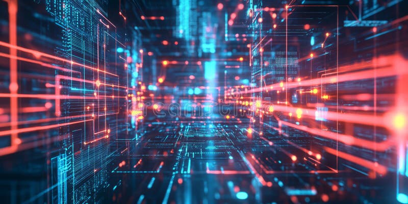 A Futuristic AI-driven Edge Computing System, Featuring Glowing Cybernetic Real-time Processing ...