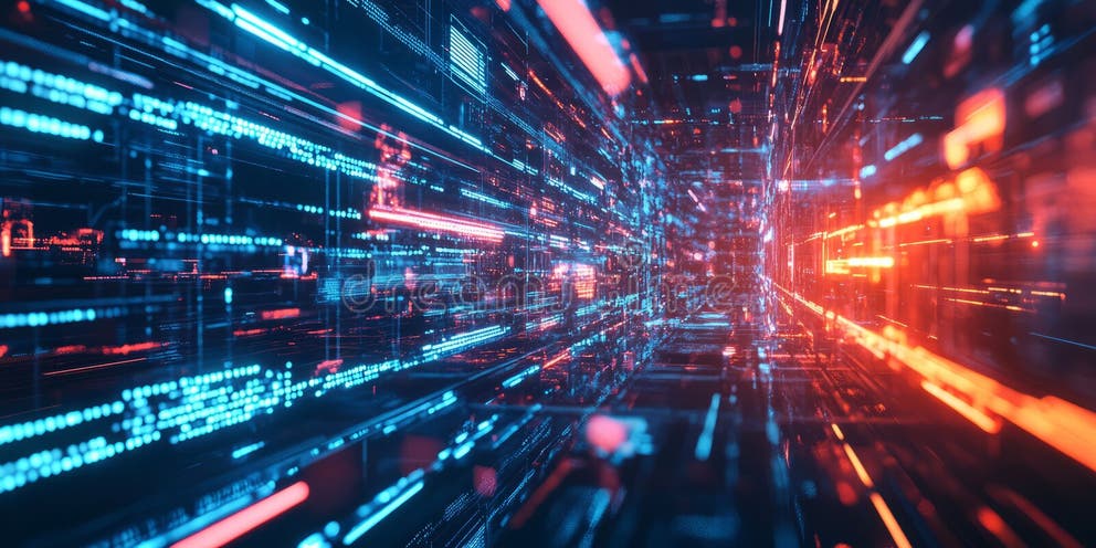 A Futuristic AI-driven Edge Computing System, Featuring Glowing ...