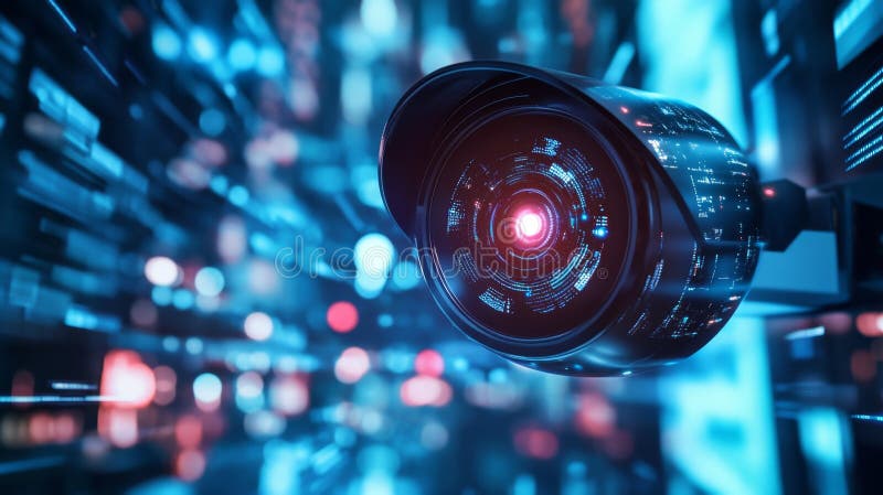 Futuristic AI-Driven Surveillance System in a High-Tech Environment ...