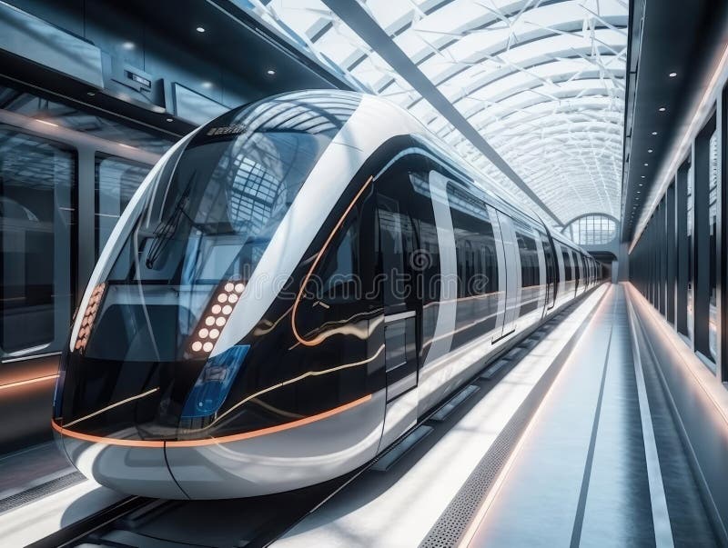 Futuristic AI Transit with Highspeed Trains and Selfdriving Shuttles ...