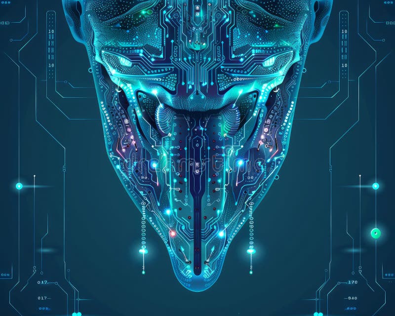 Futuristic AI Enhanced Cybernetic Face, Robotic Technology, Digital Art ...