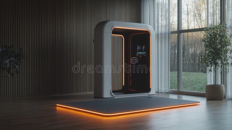 Futuristic AI Fitness Pod with Coaching Capabilities in Modern Interior ...