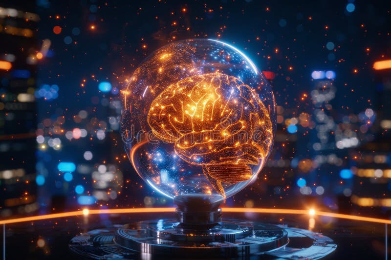 Futuristic AI Globe with Neon Elements, Representing Advanced ...