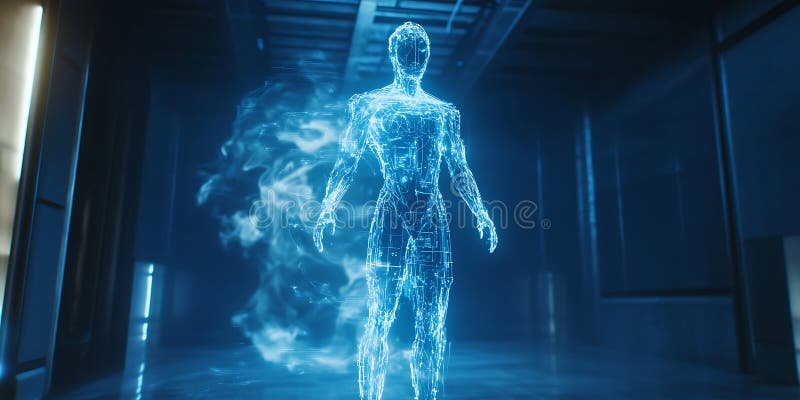 A Futuristic AI Hologram with Digital Blue Light and High-Tech Design ...