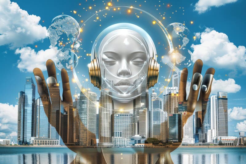 Futuristic AI Hologram with Neon Lights in a High Tech Environment ...