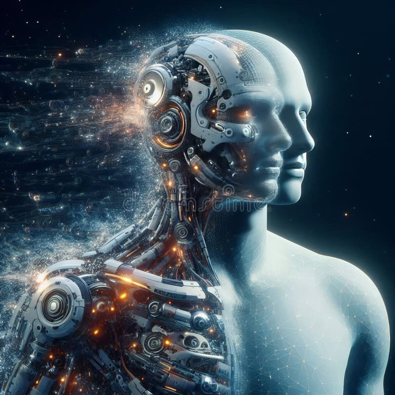 Futuristic AI-human Hybrid with Digital Elements Stock Image - Image of ...
