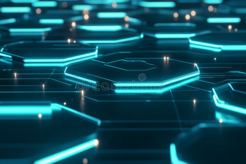A Futuristic AI-inspired 3D Background with Hexagonal Panels Connected ...